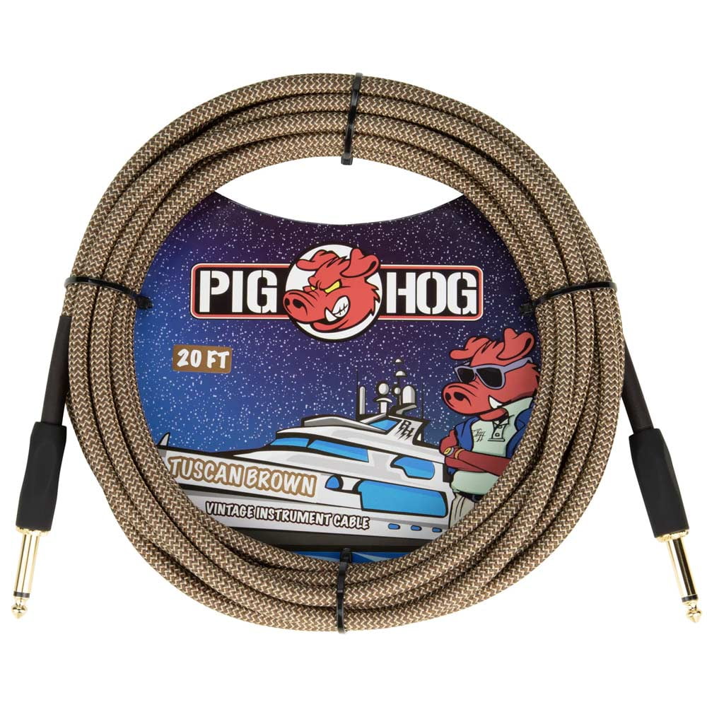 Pig Hog PCH20TBR Straight to Straight Vintage Woven Instrument Cable ...