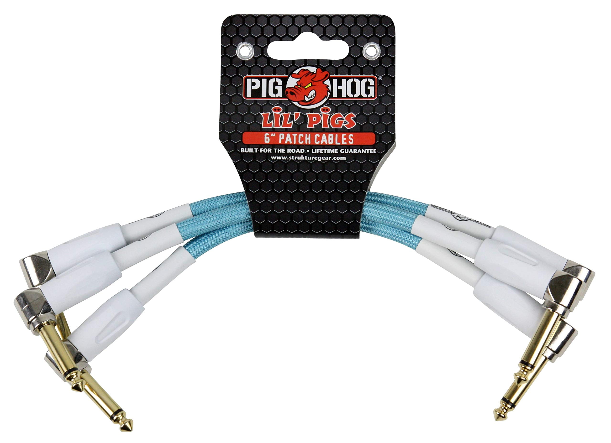 Pig Hog PHLIL6DB Lil' Pigs Right-Angle 1/4" Vintage Daphne Blue ...