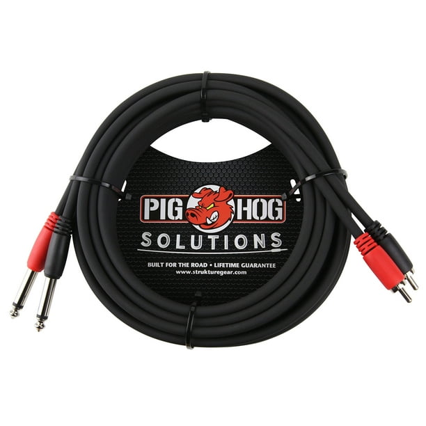 Pig Hog Solutions Dual Cable RCA to 1/4" 15 ft. - Walmart Business Supplies