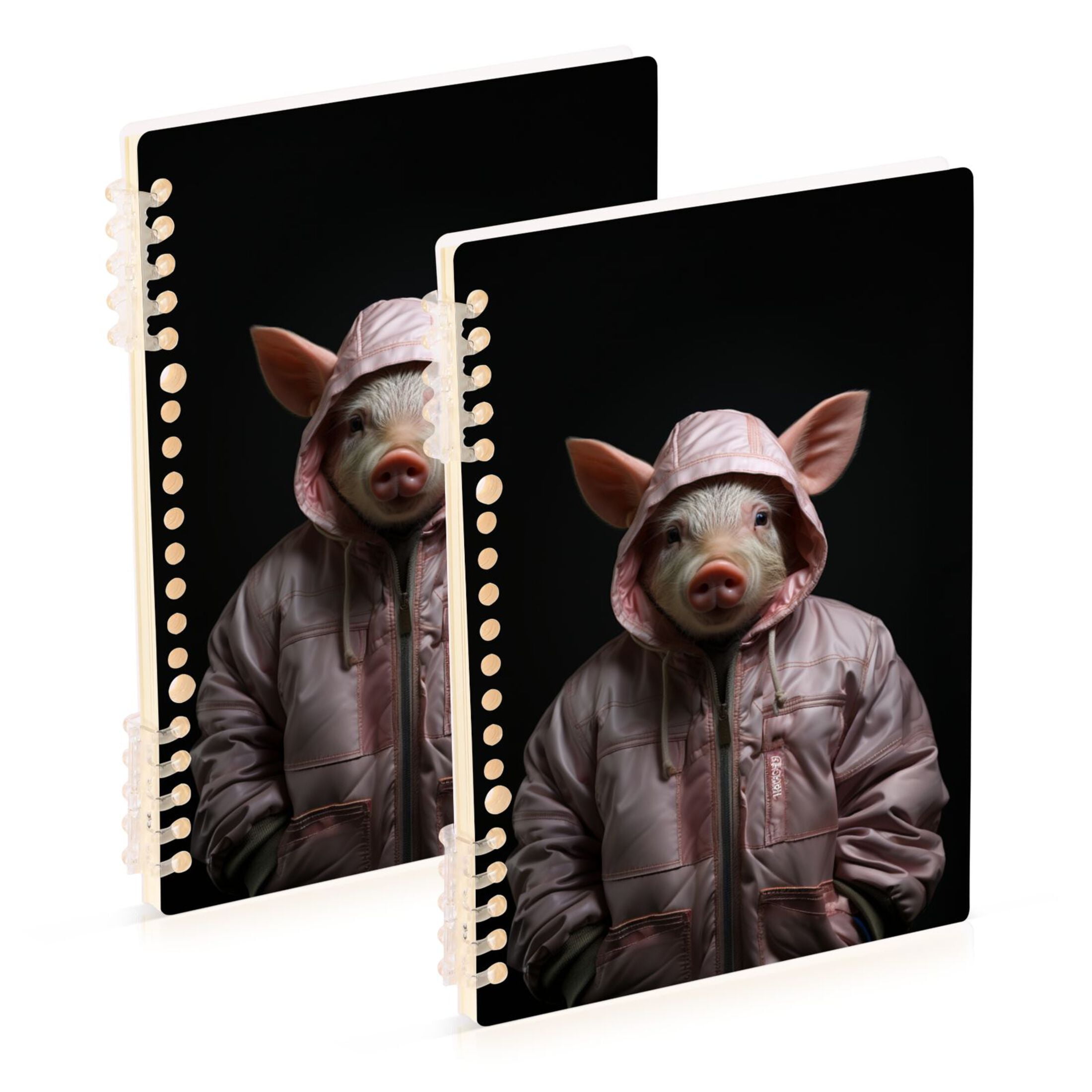 Pig Hoodie Ring Binder Notebook Journey Note Diary College Ruled Spiral ...