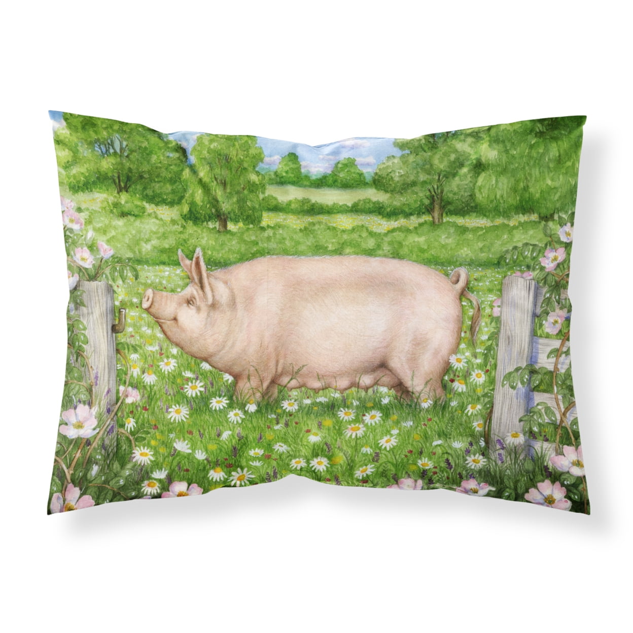 Pig In Dasies by Debbie Cook Fabric Standard Pillowcase - Walmart.com