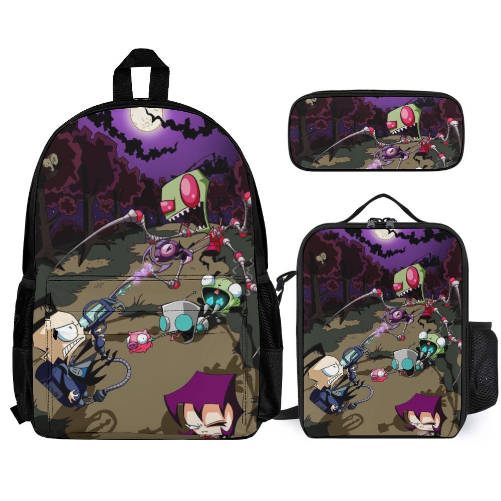 Pig Invader Zim Backpack With Lunch Bag Pencil Case Pen Bag Satchel ...