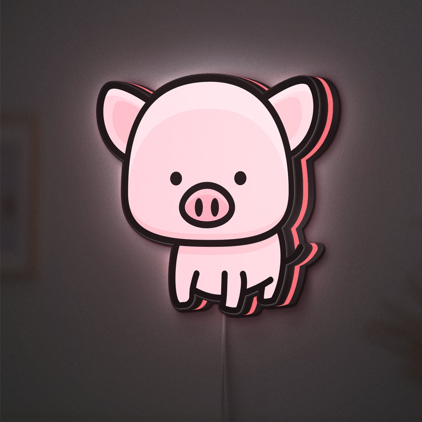 Pig LED Lightbox - Zoo Piggy Pork Animal Decor, Custom Led Sign for ...