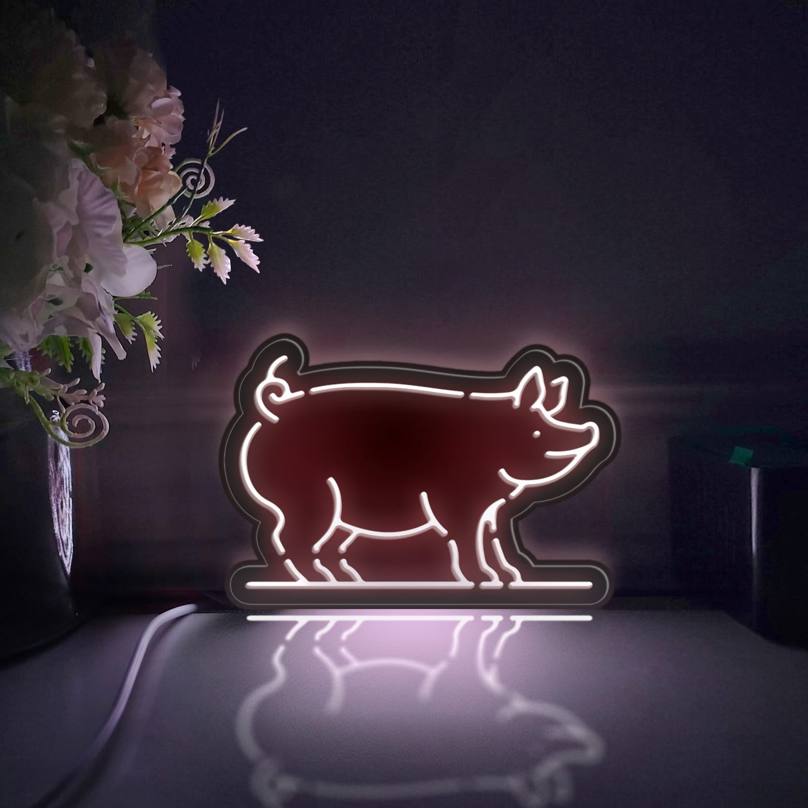 Pig Led Light Box, Dimmable Neon-Like Light Signs USB Power for Wall ...