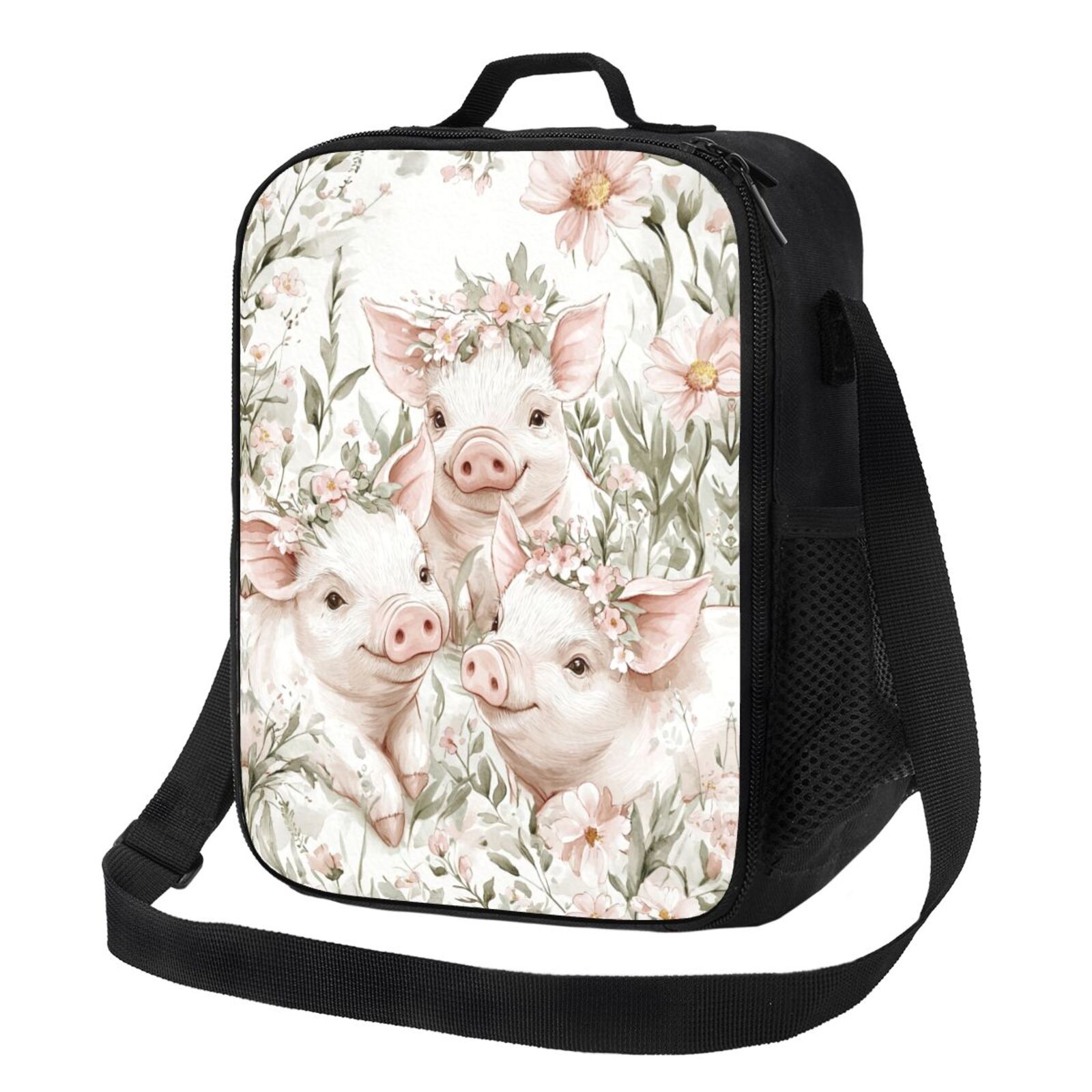 Pig Lunch Bag Reusable Lunch Box Insulated Tote Bag with Adjustable ...