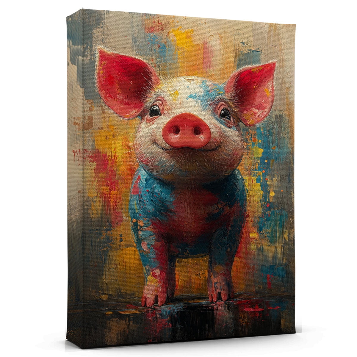 Pig Mini Pinto Pot Bellied Art Print Canvas, Animal Decor for Bedroom ...