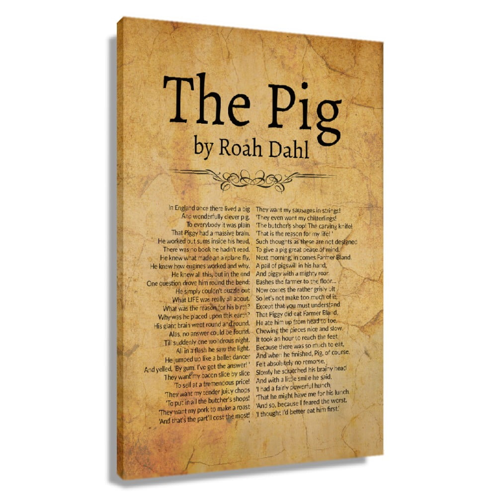 The Pig Poem Wall Art Roald Dahl Quotes Wall Art Poetry Posters for ...