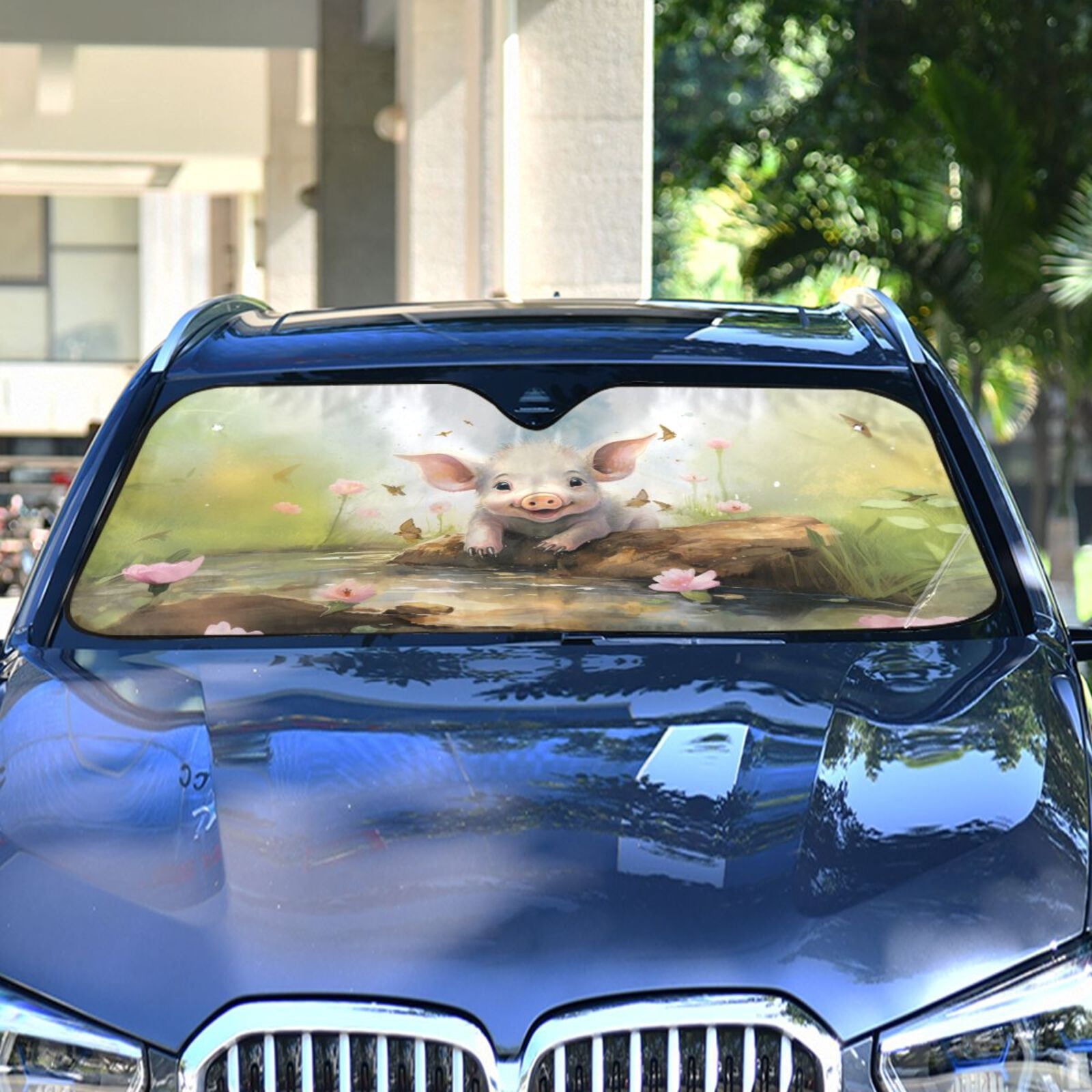 Pig Pool Stone Flowers Automotive Front Car Windshield Sun Shade ...