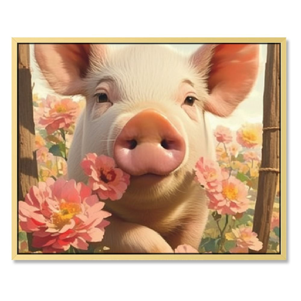 Pig Poster Canvas Wall Art Modern Pig Portrait Farm Animal Canvas ...