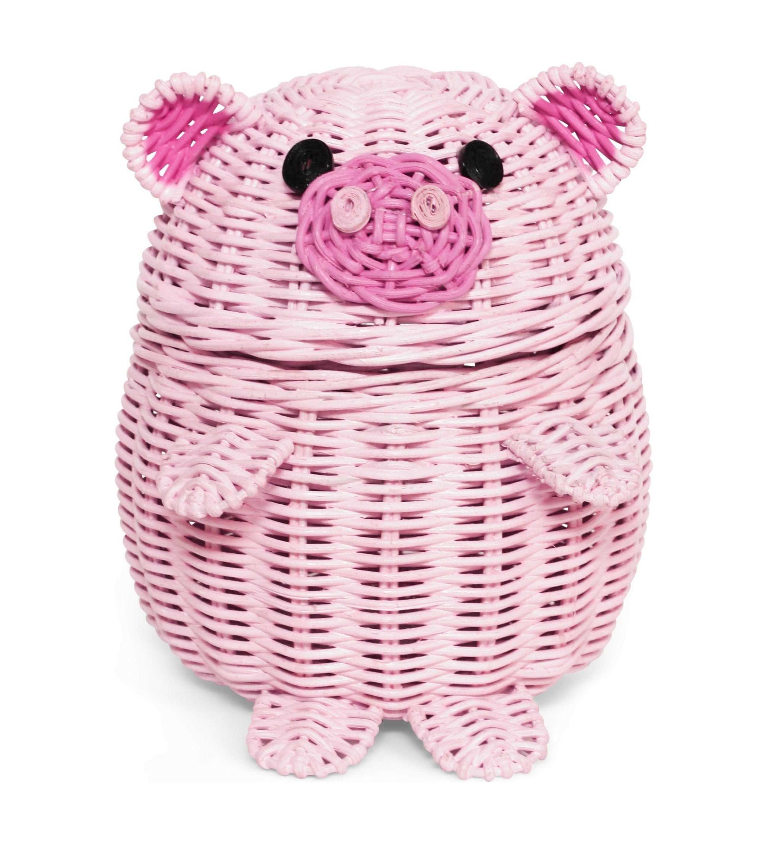 Pig Rattan Storage Basket with Lid Decorative Home Decor Hand Woven ...