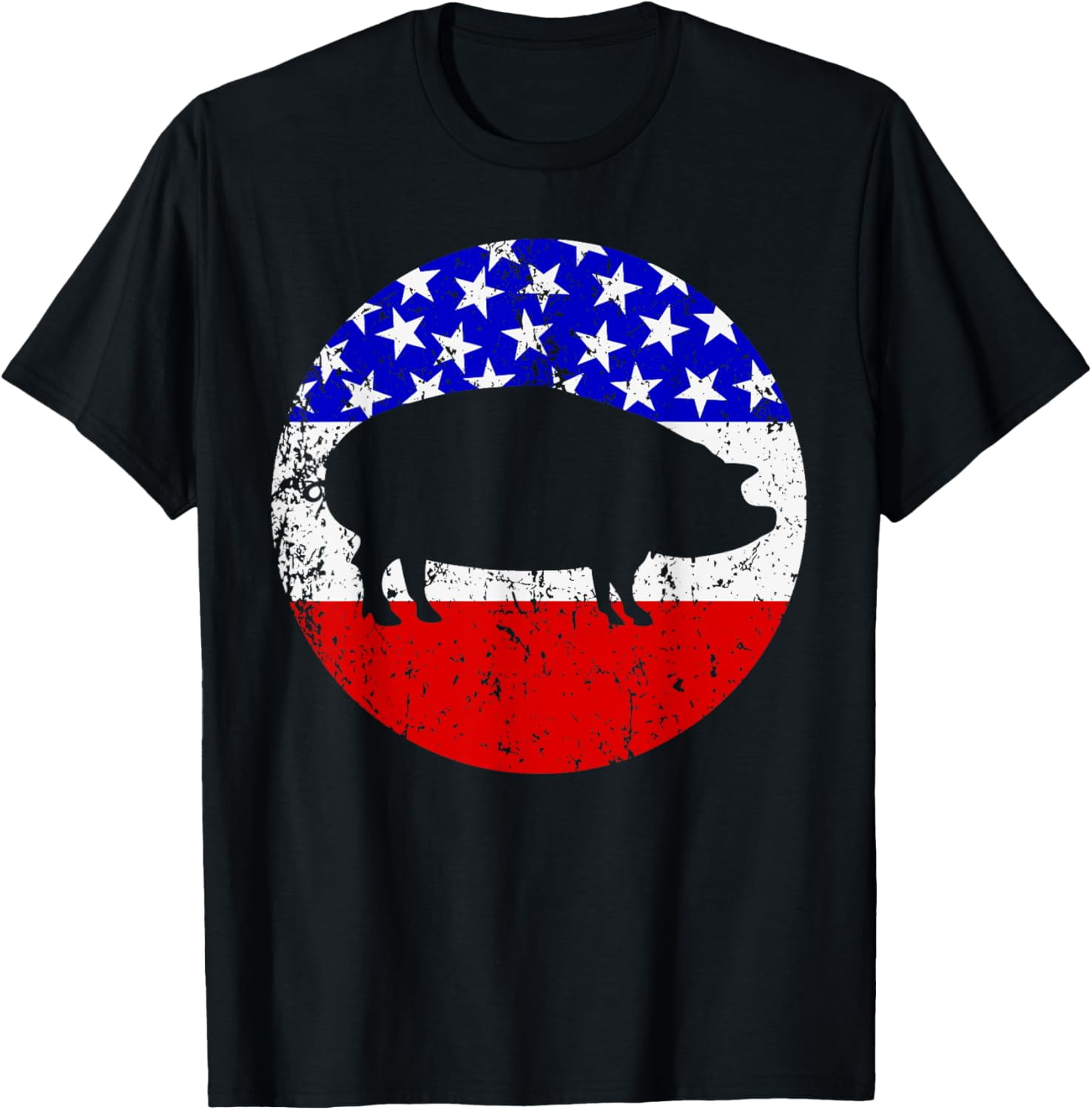 Pig Roast Retro Style BBQ Cookout American Flag T-Shirt - Walmart.com