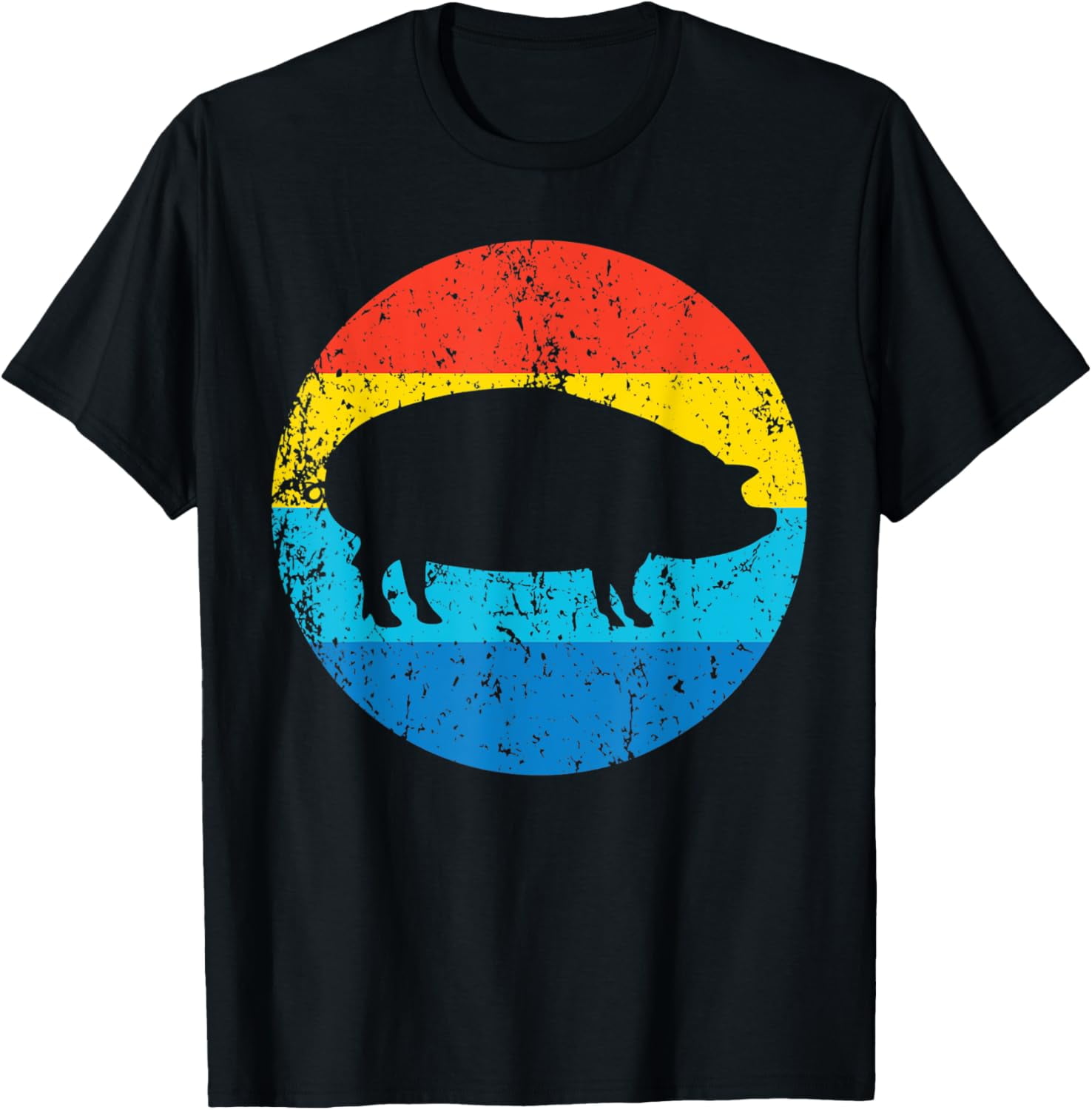 Pig Roast Style BBQ Cookout Retro 1970's Style Circle T-Shirt men and ...