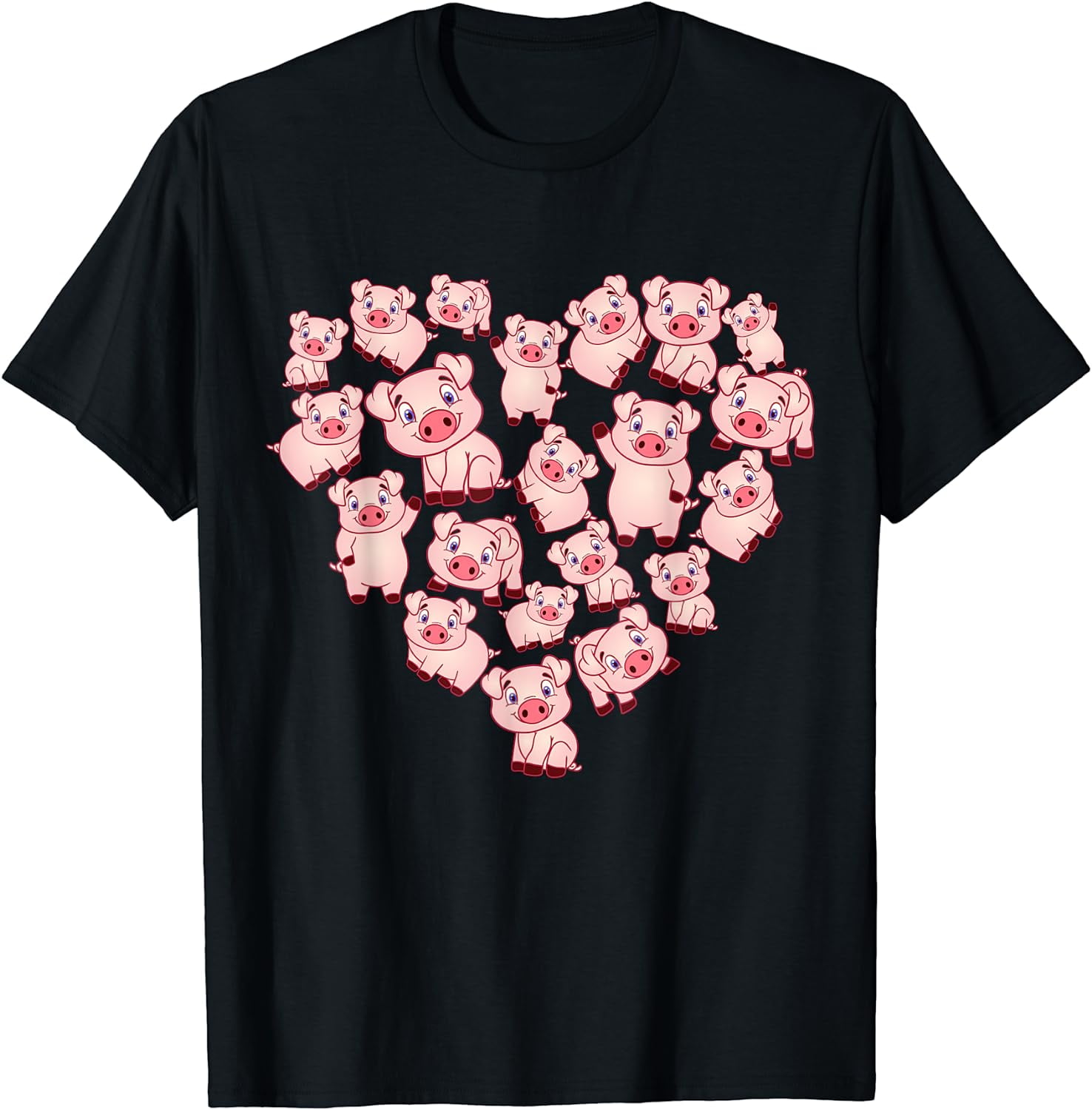Pig Shirts For Women Girls Kids Heart Shape Poses Cute Pig T-Shirt ...