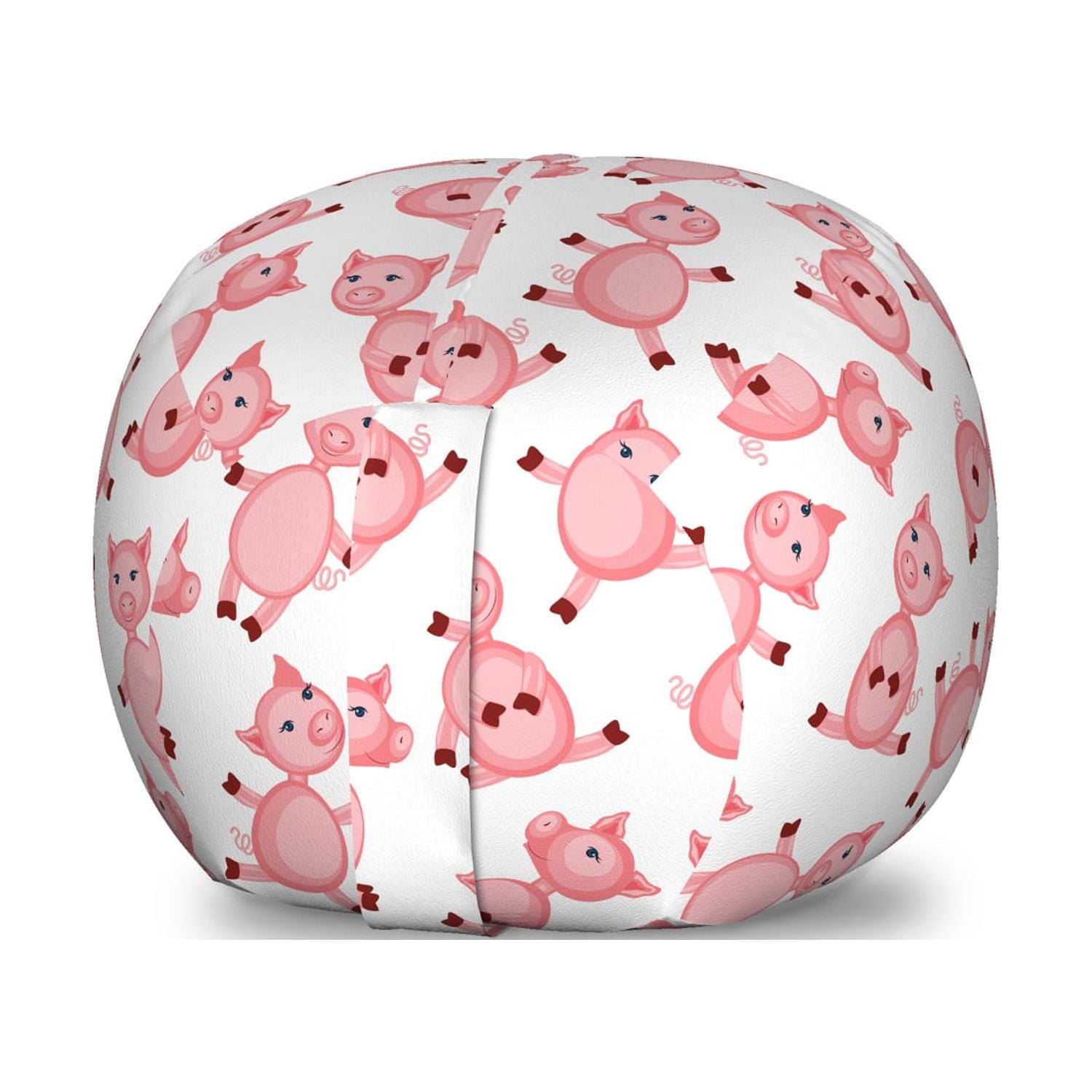 Pig Storage Toy Bag Chair, Cartoon Sitting and Smiling Pigs Pattern ...
