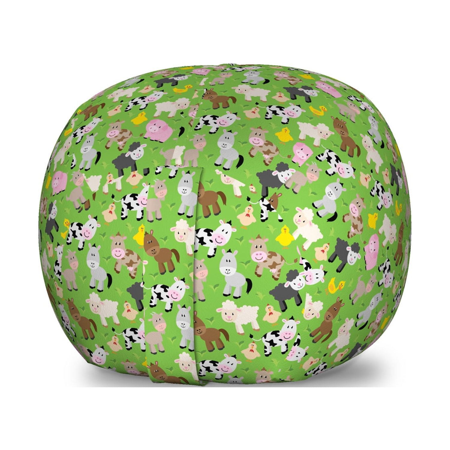 Pig Storage Toy Bag Chair, Creatures Barnyard Themed Pattern with Sheep ...