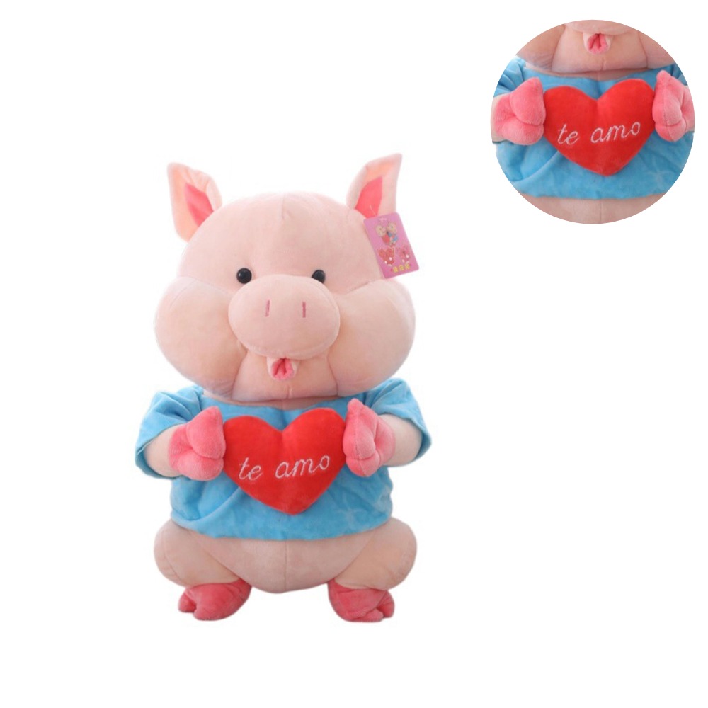 Pig Stuffed Animal with Loveheart, 9.8In Soft Pig Plushie, Lovely ...