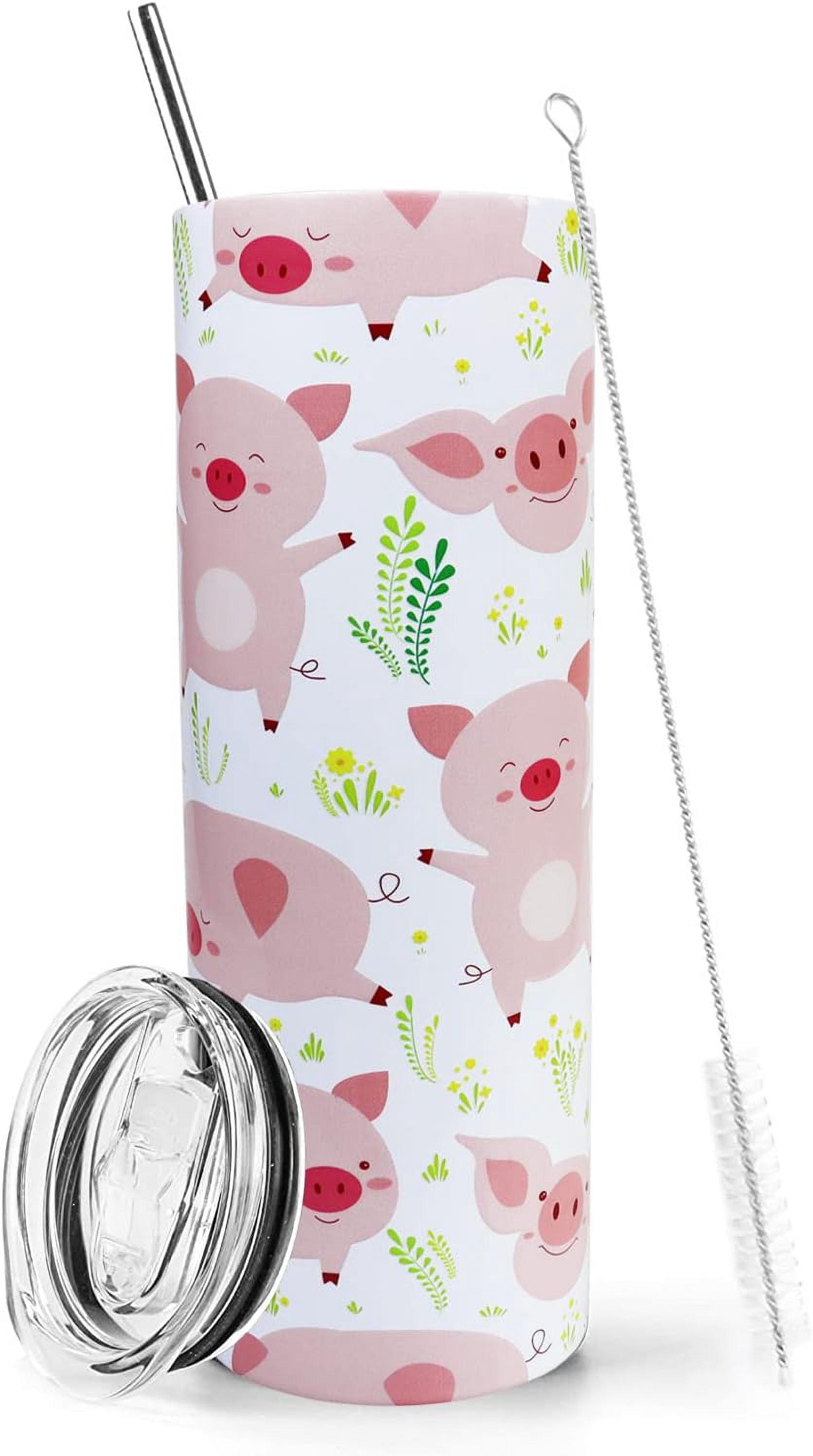 Pig Tumbler With Lid and Straw 20 oz Insulated Pig Tumbler Stainless ...