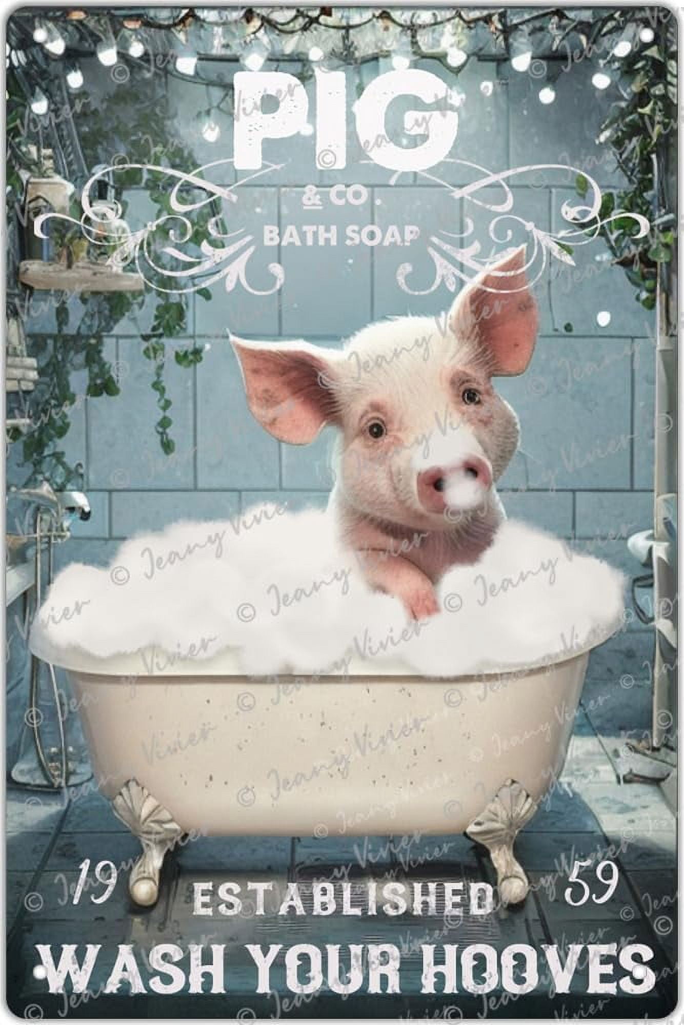 Pig Wash Your Hooves Metal Tin Sign, Pig Wall Decor, Pig Gifts for Pig ...