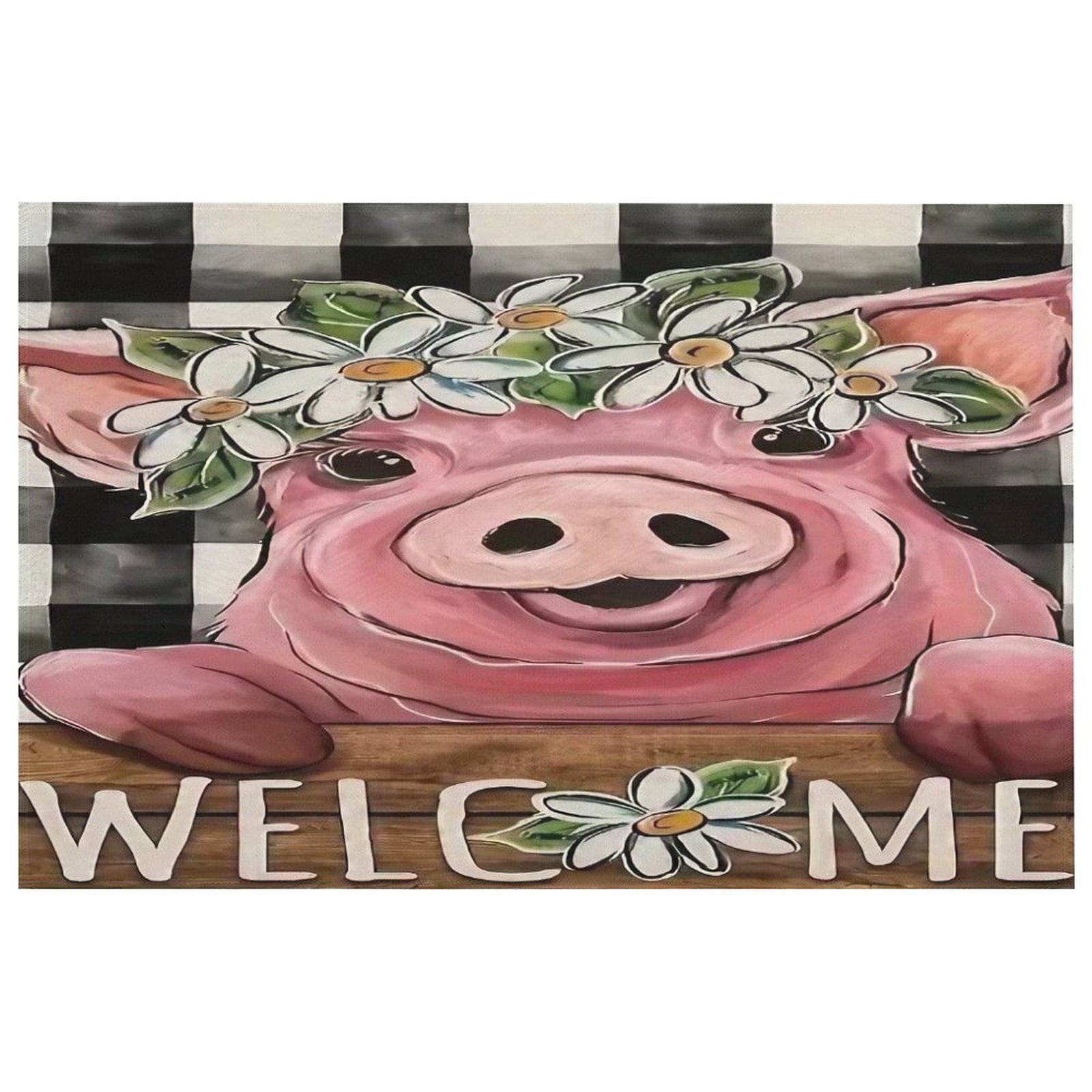 Pig Welcome Sign Adult Home Decor Bedroom Living Room Crystal Velvet ...