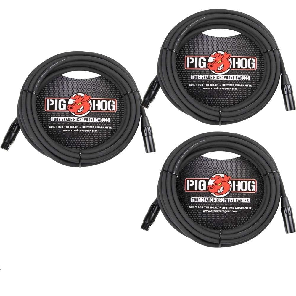Pig XLR 25 Foot Pack Tour Grade Microphone Cables (3-Pack) - Walmart.com