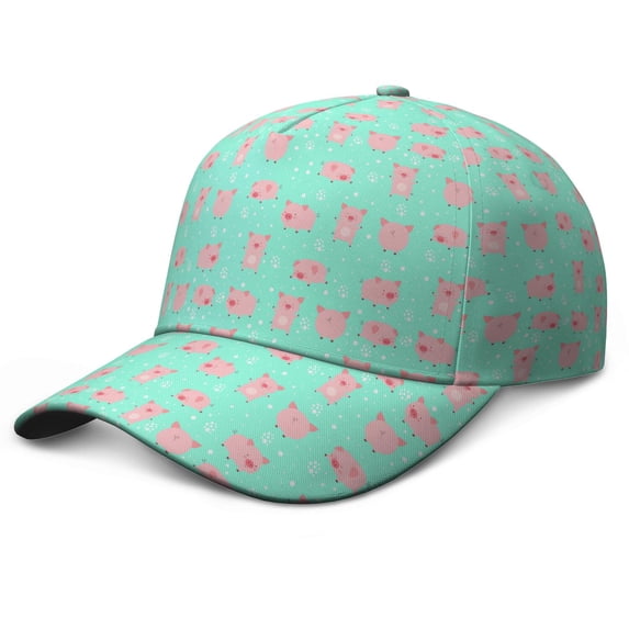 Pig and Moonlit Sky Baseball Cap - Cute Pig Farm Animal Adjustable ...