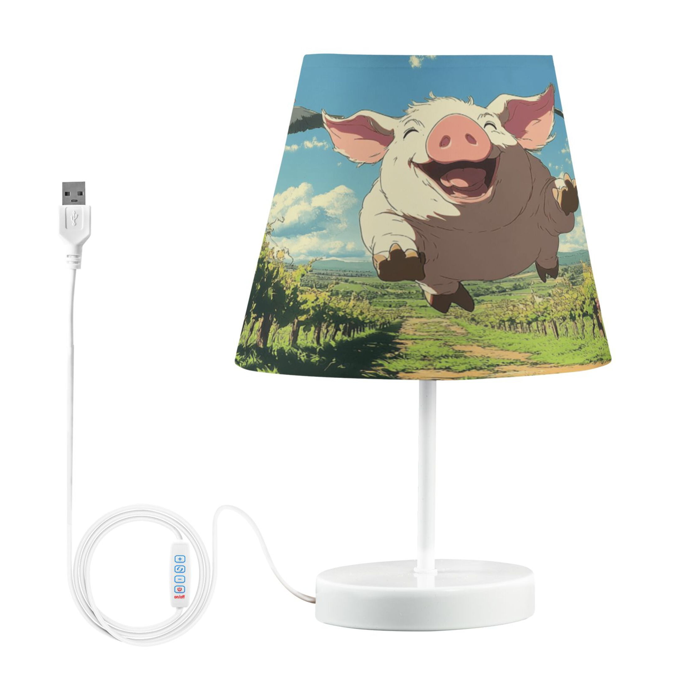 Pig and Seagulls Desk Lamp LED Table Nightstand Lamps with 3 Color ...