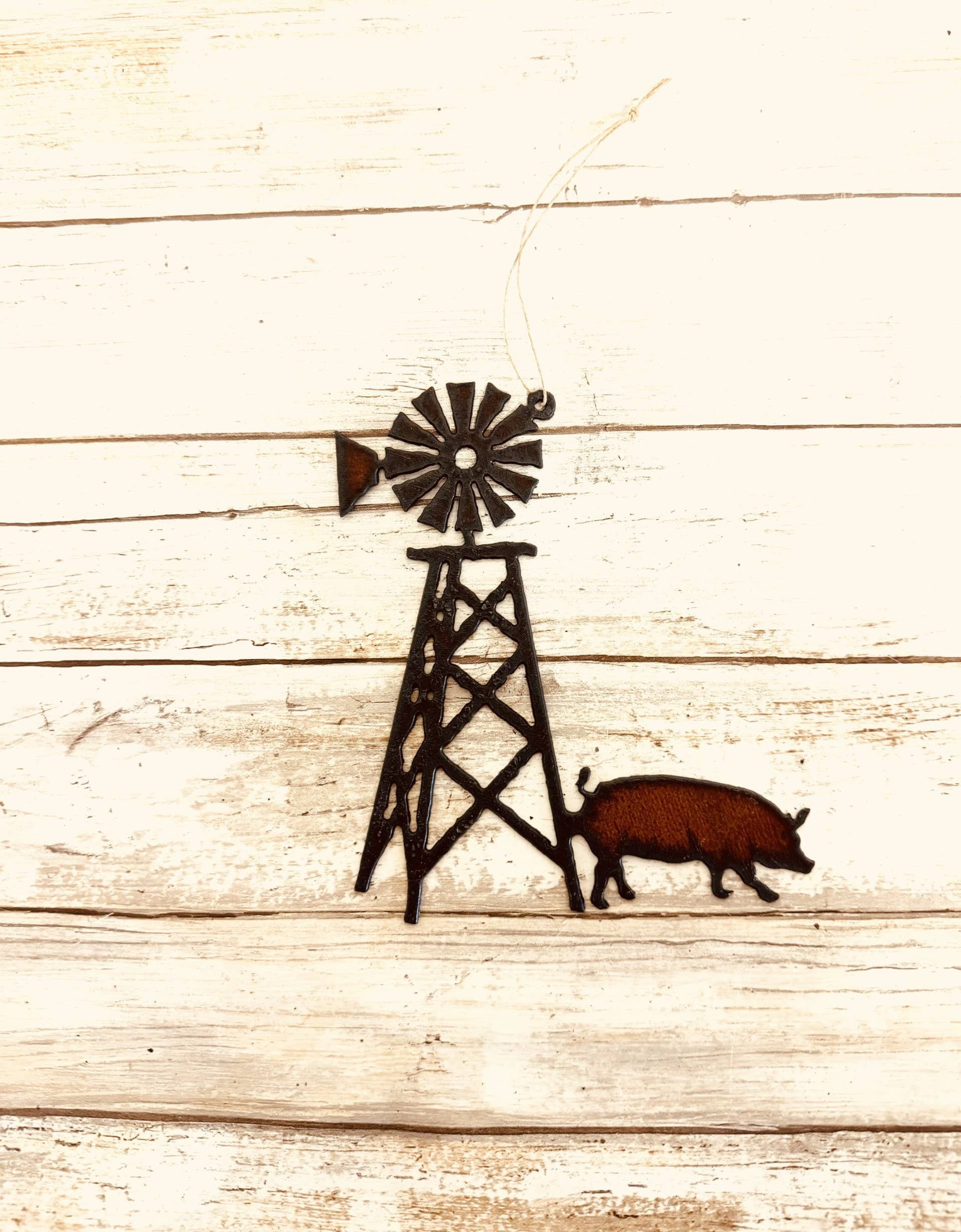 Pig and Windmill Rustic Metal Farmhouse Ornament - Walmart.com