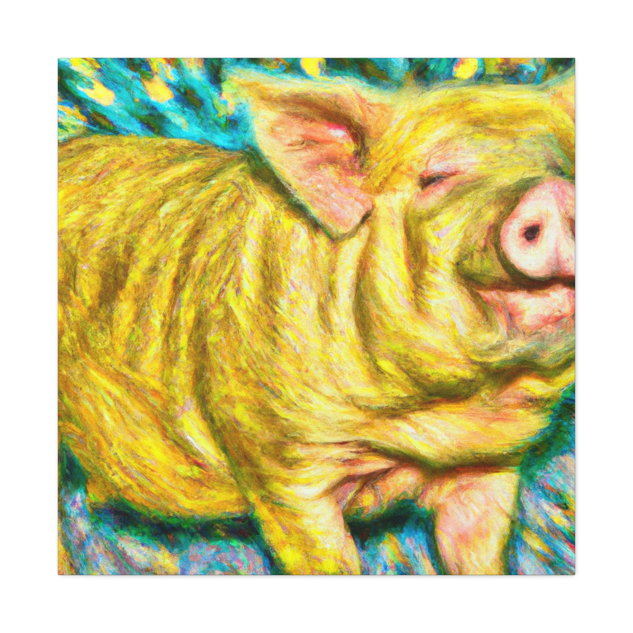 "Pig in Pigment Posture" - Canvas - Walmart.com