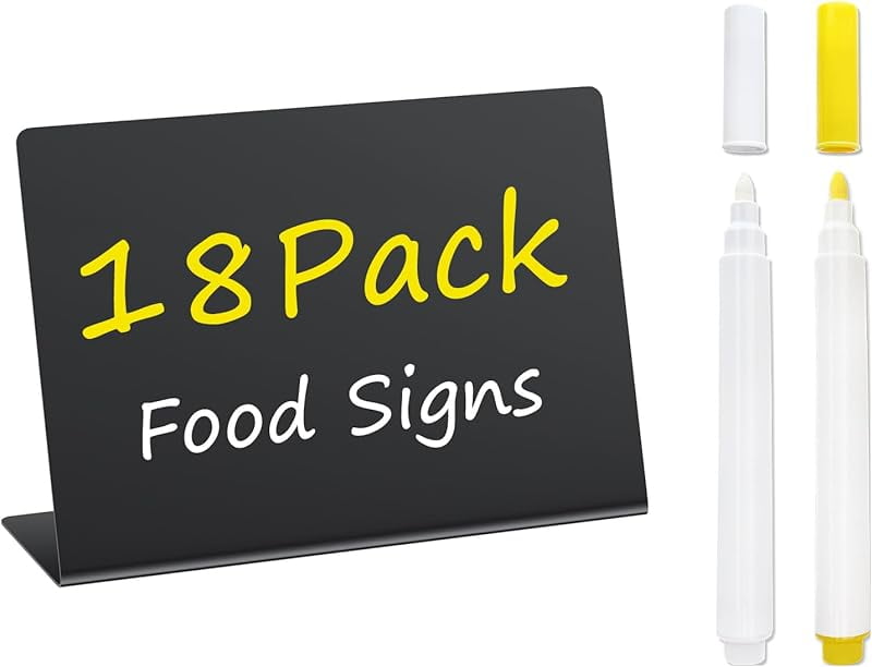 PigPotParty 12 Pcs Food Labels for Party Buffet w/Cleaning Spray, 4"x3 ...