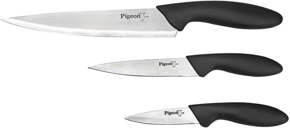Pigeon 3-Piece Knife Set with Contoured Handle, Utility, Paring & Chef ...