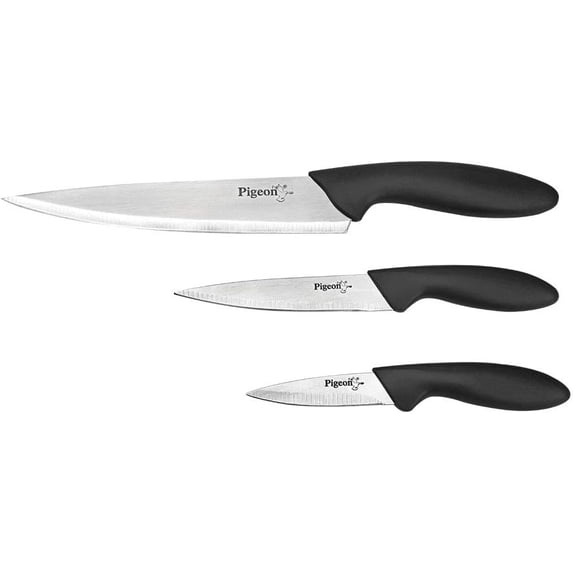 Pigeon 3-Piece Knife Set with Contoured Handle, Utility, Paring & Chef ...