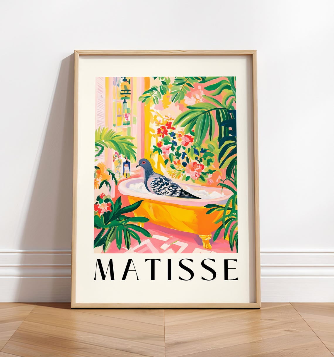 Pigeon In Bathtub Poster, Funny Bathroom Wall Art, Bird Art Print ...