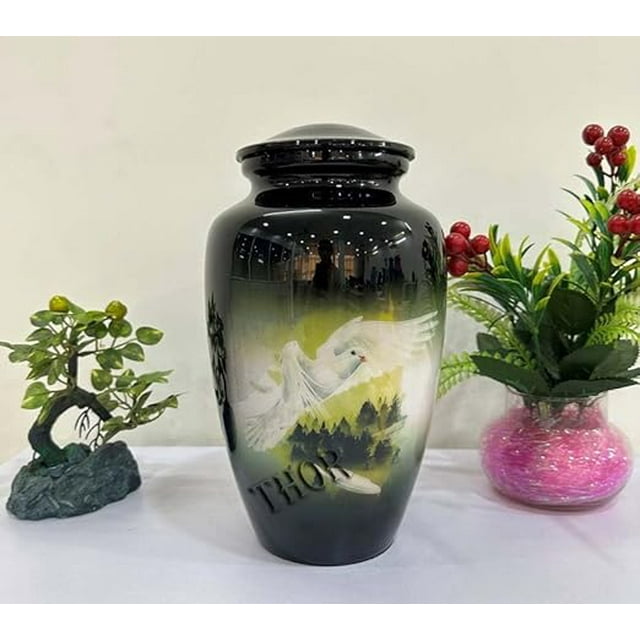Pigeon Decorative Urn, Black Funeral Cremation Urns for Human Ashes ...