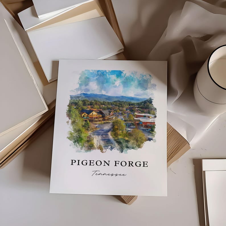 Pigeon Forge TN Art Pigeon Forge Print Pigeon Forge Watercolor Sevier ...