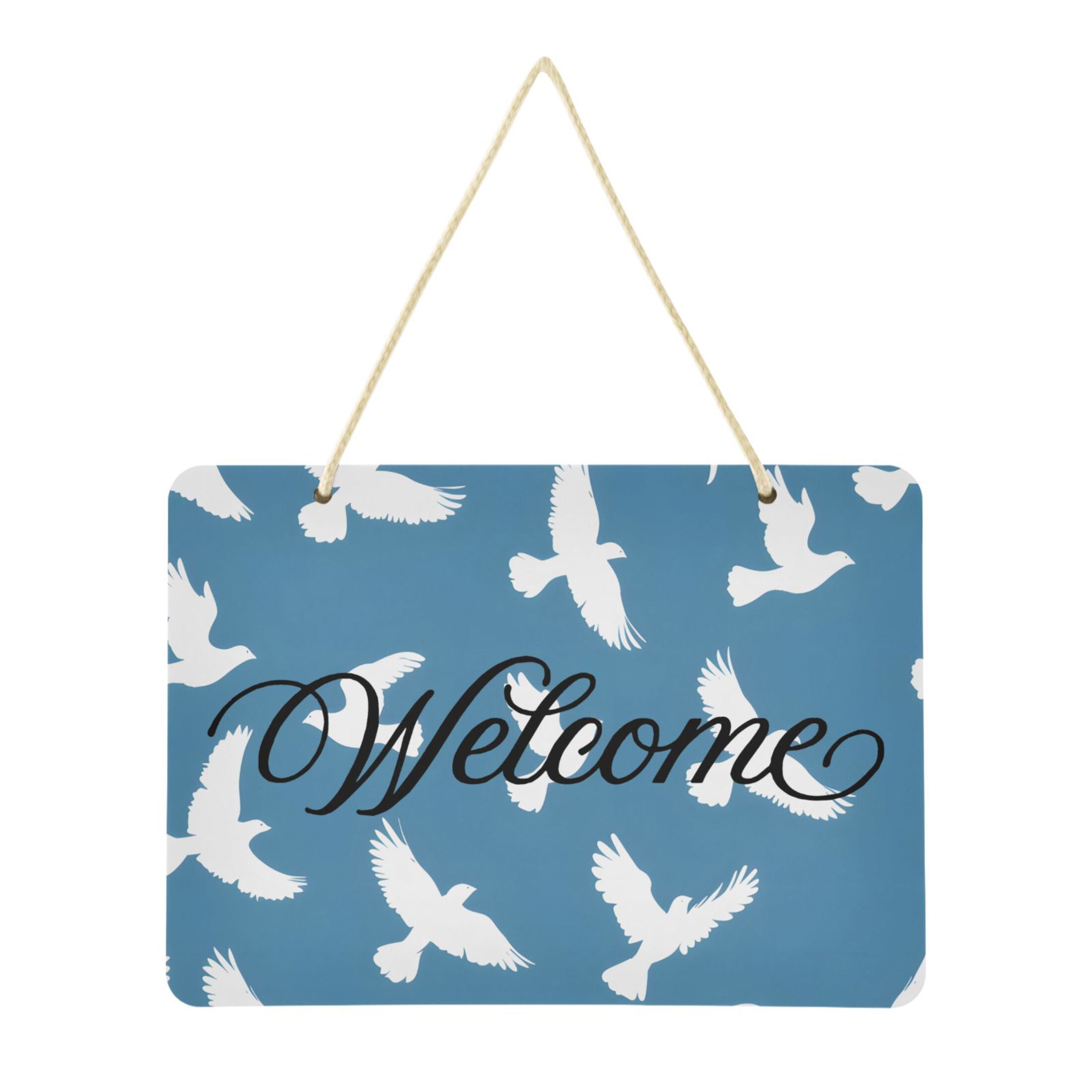 Pigeon Silhouette Welcome Sign Front Door PVC 14x10 inch Hanger Hello ...