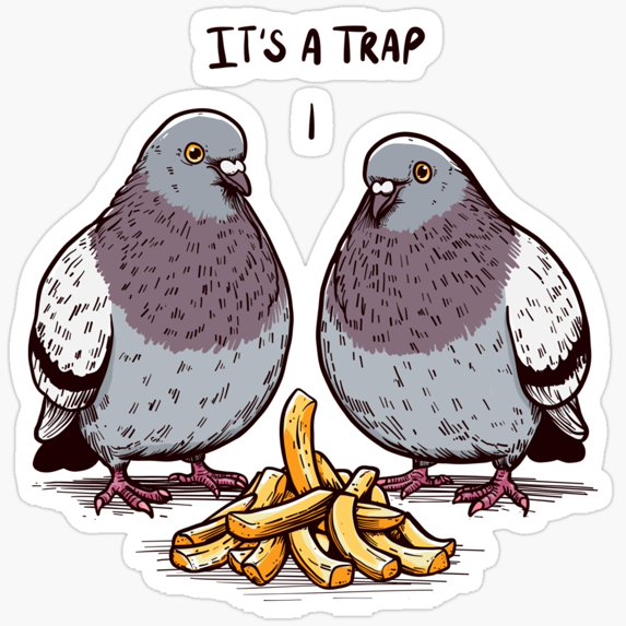 Pigeon Trap Sticker Phone Decal Water Bottle Stickers Car Decals ...