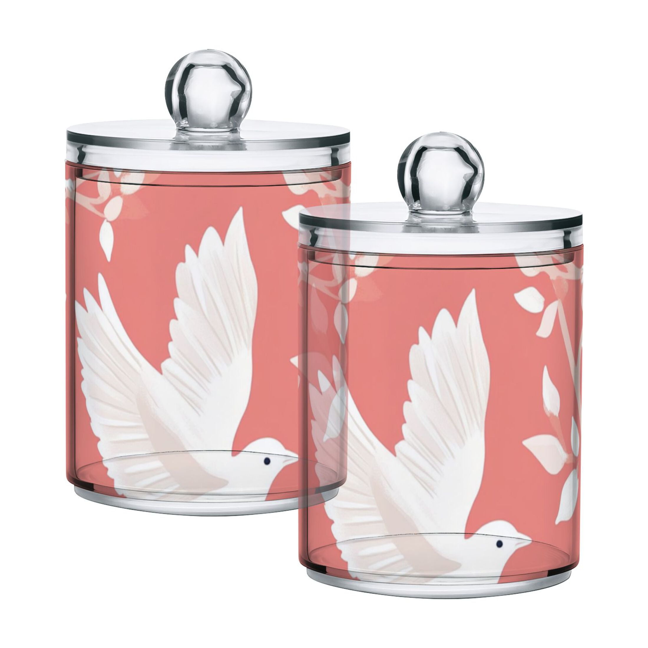Pigeons Trees Leaves Translucent Plastic Cans Storage Canisters with ...