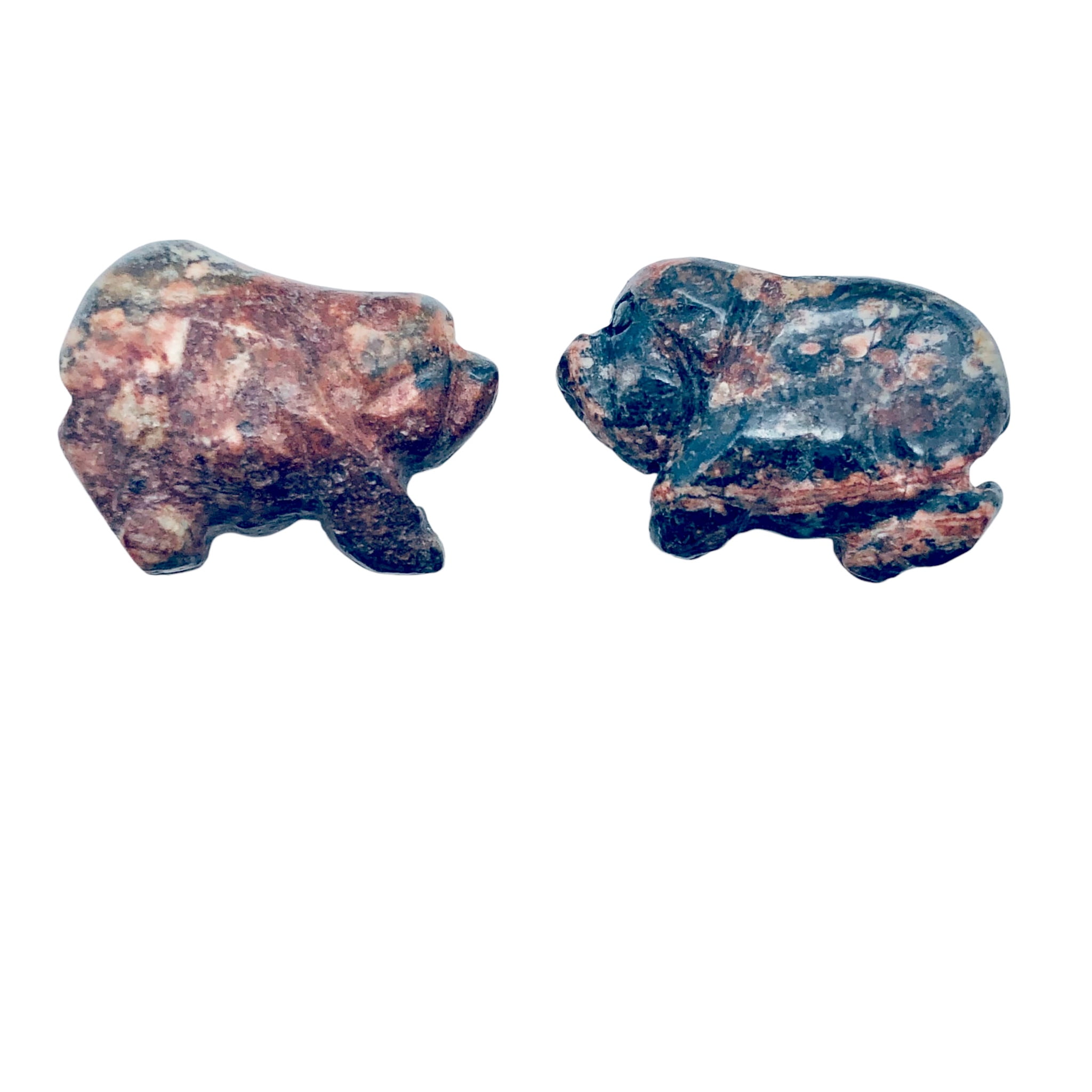 Piggies 2 Carved Leopard Skin Jasper Pig Animal Beads | 23x16x11mm ...