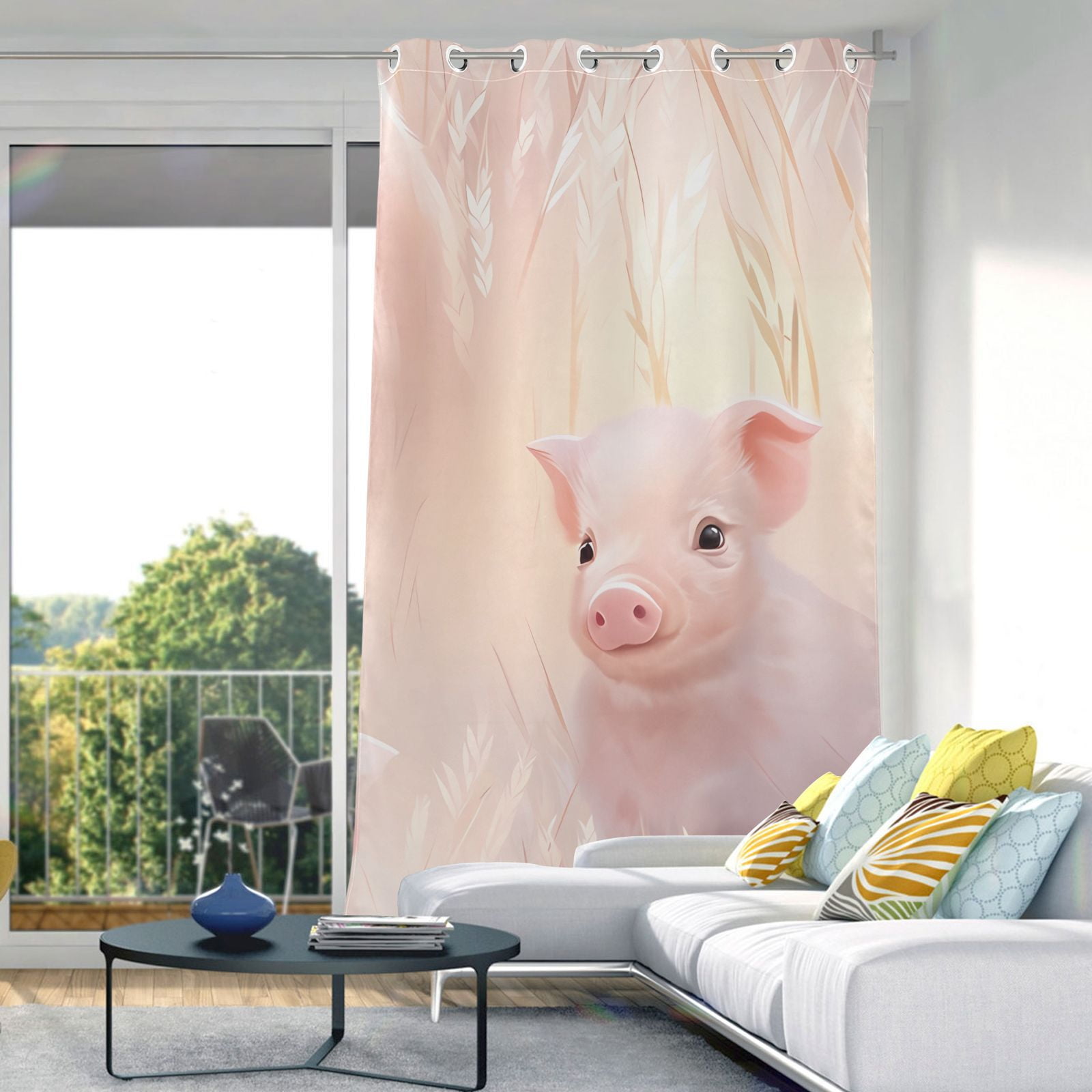 Piggies Pig Wheet Blackout Curtain Panels Drapes Privacy Assured with ...
