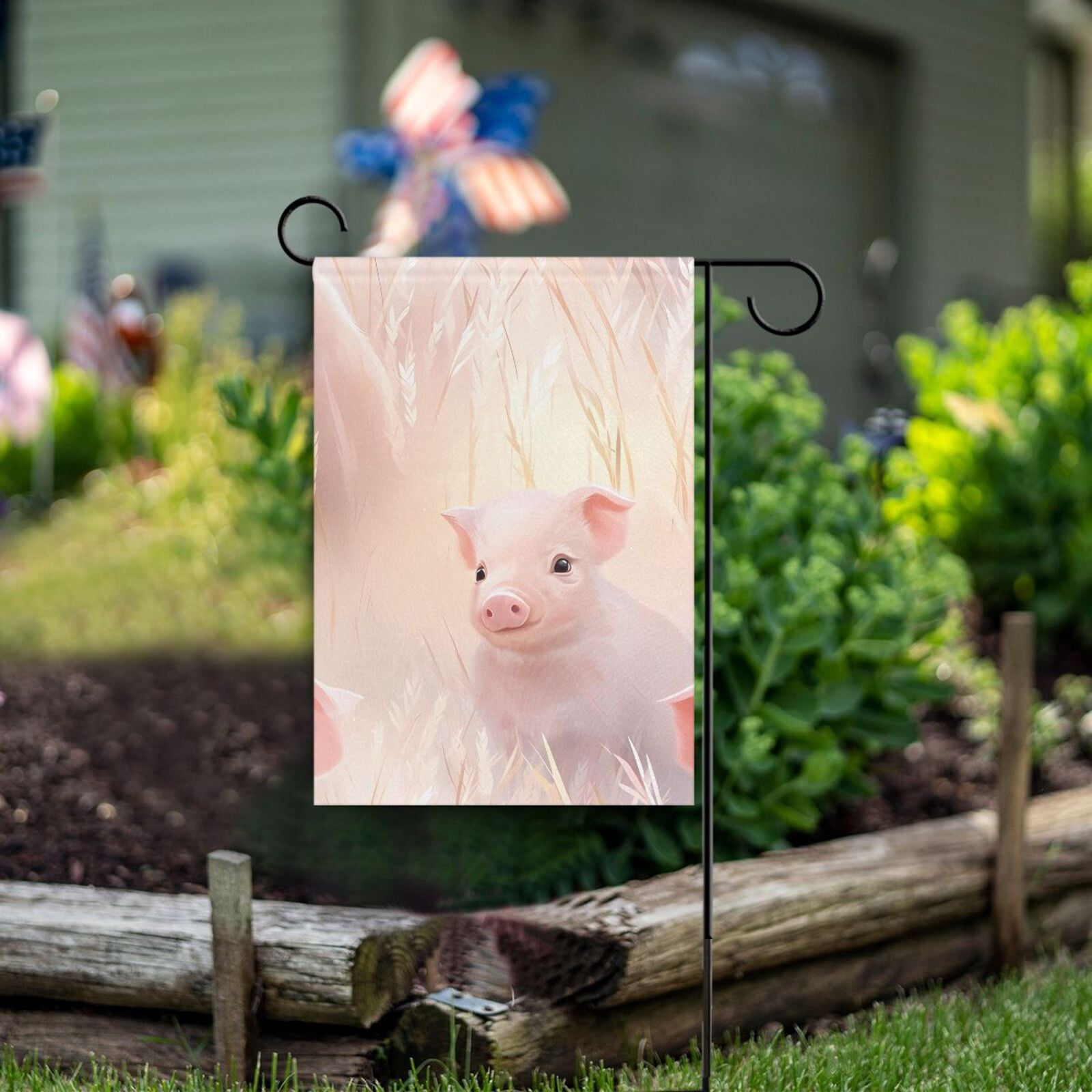 Piggies Pig Wheet Garden Flag Double Sided Outdoor Banners for ...