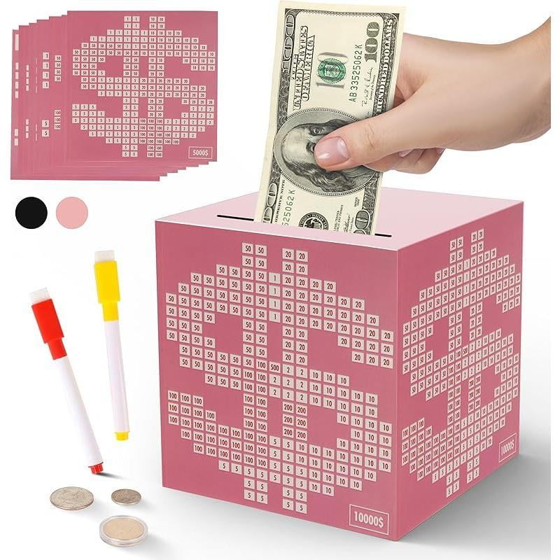 Piggy Bank for Adults,10k Savings Challenge Box, 4.72inch Money Saving ...