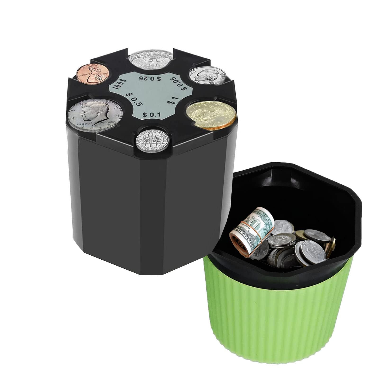 Piggy Bank for Adults, Coin Change Organizer Holder for Car Console ...