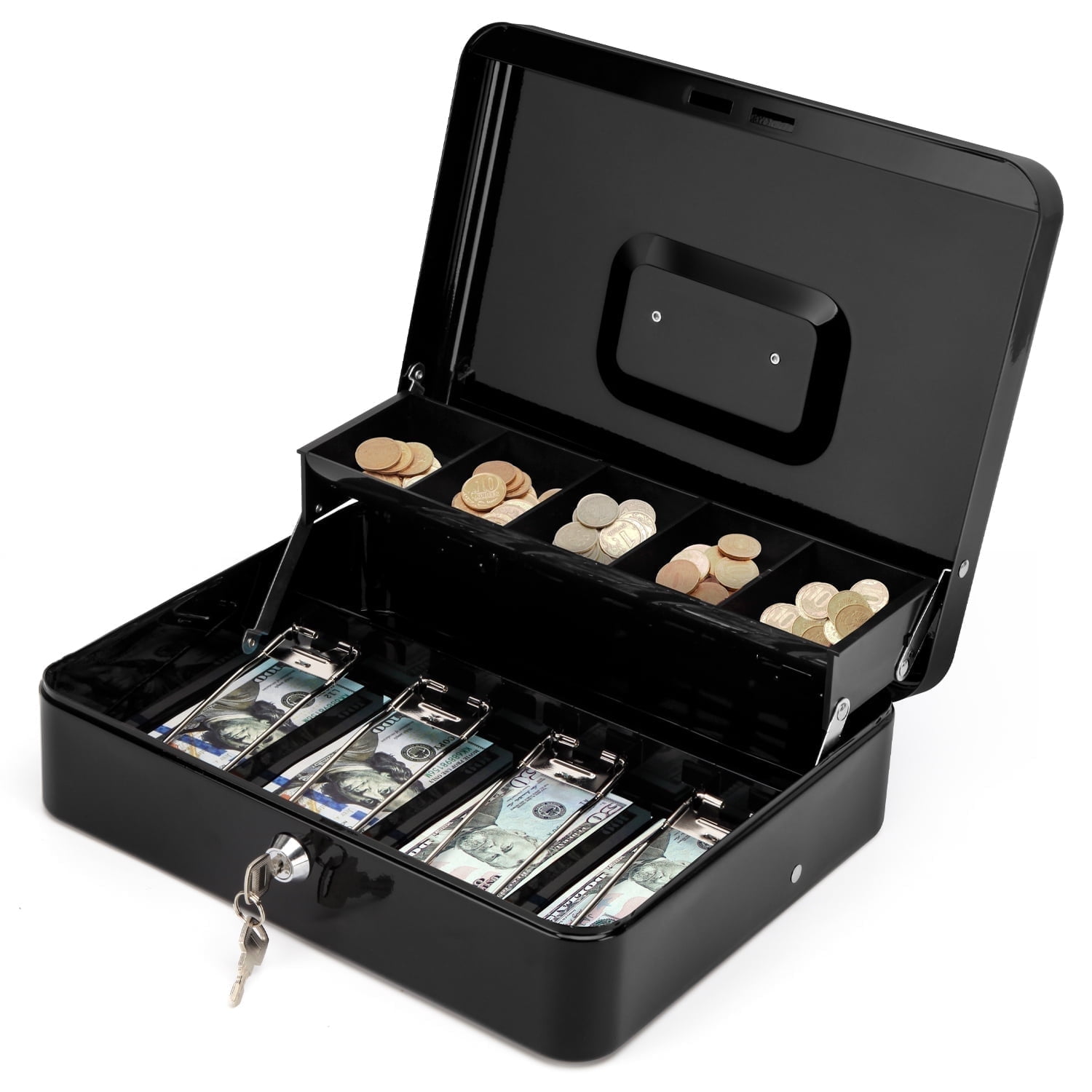 Piggy Bank, Cash Box with Money Tray and Key Lock to Secure Money ...