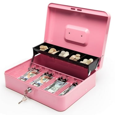 "Geohiaul Pink Cash Box with Money Tray, Key Lock, and Security - 11.80 ...