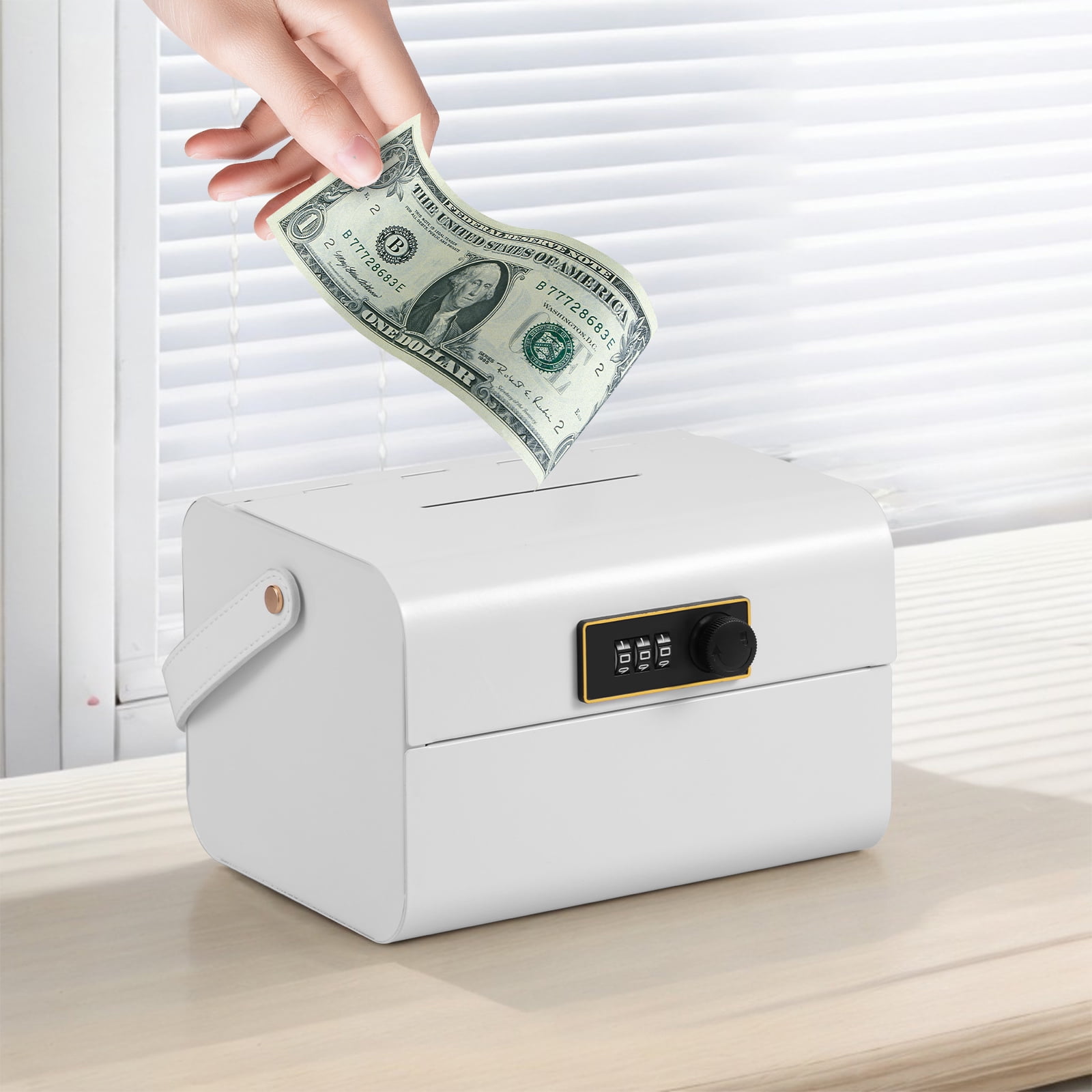 Piggy Bank with Combination Lock and Slot Portable Kids Piggy Bank with ...