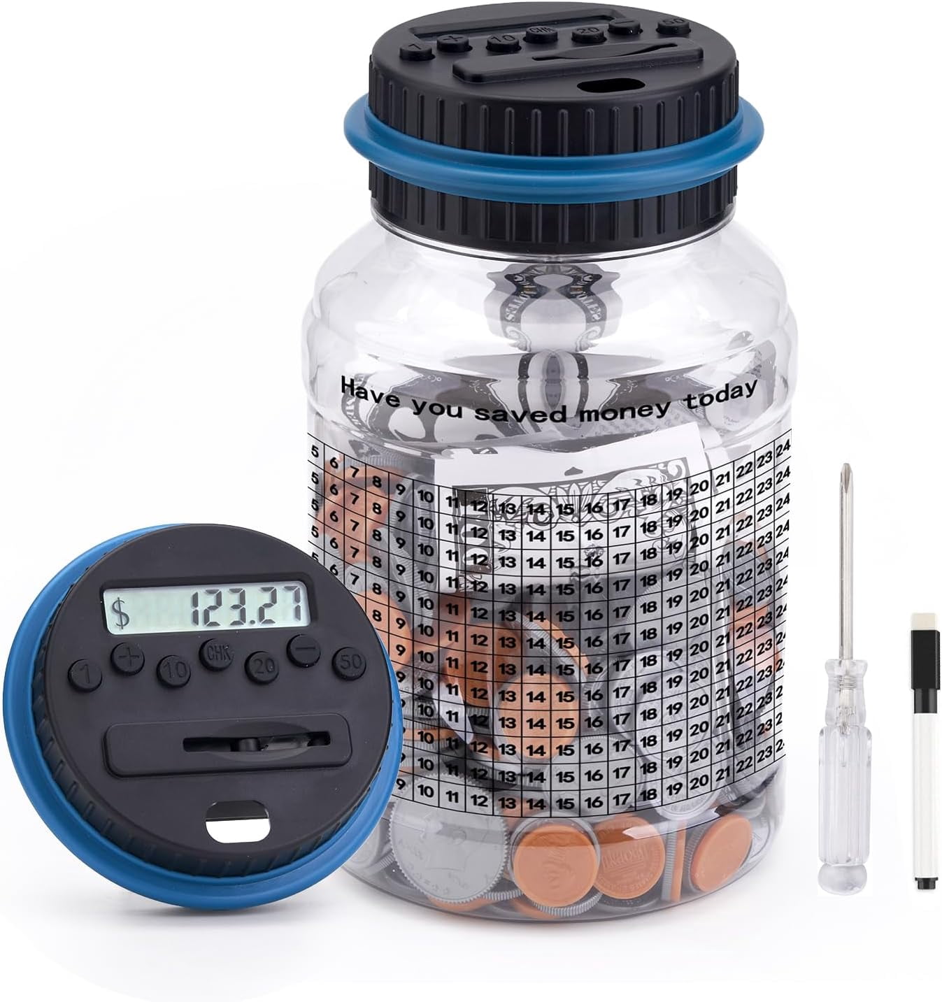 Piggy Bank Digital Coin Counter Money Jar with LCD Display, 2.0L ...