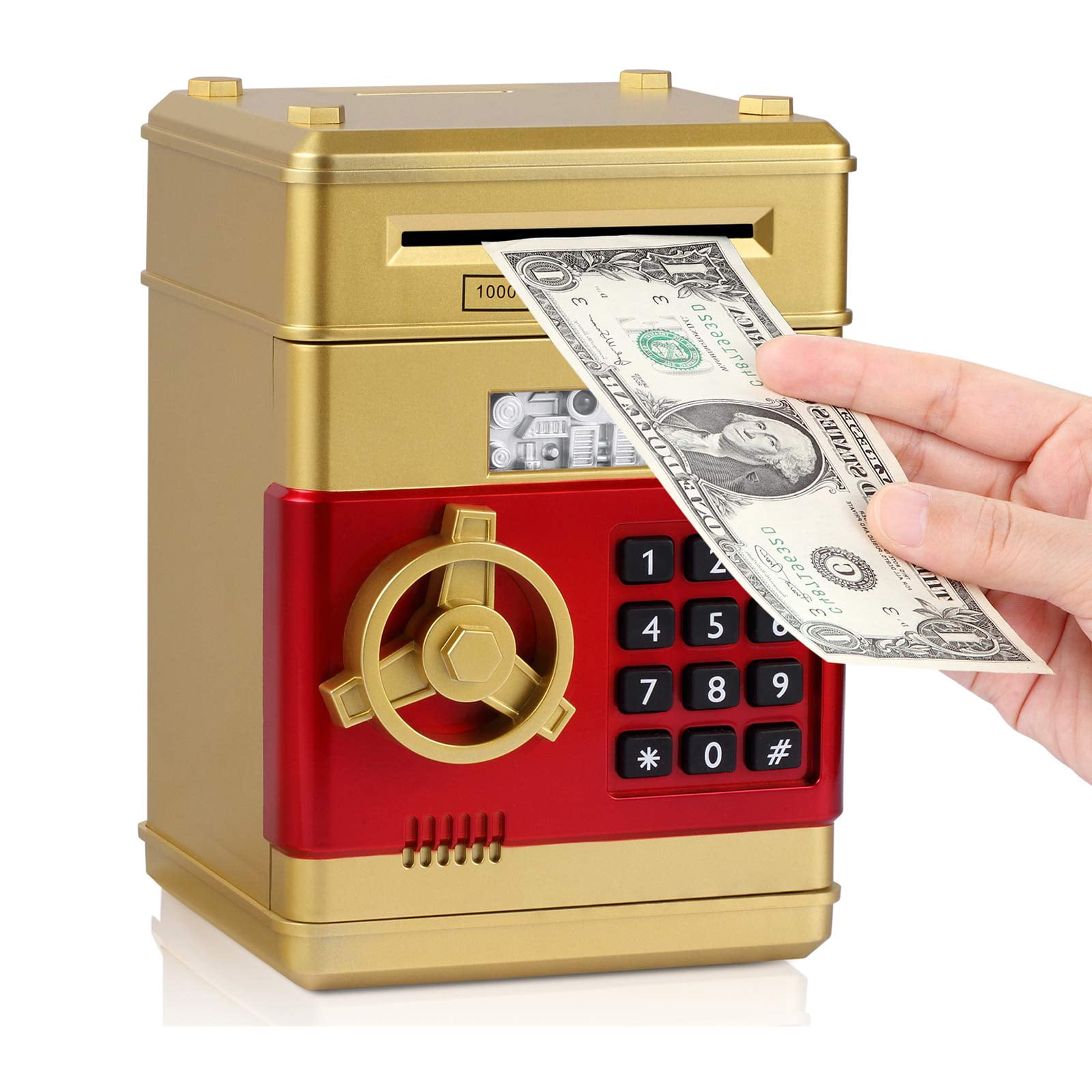 Piggy Bank Electronic Coin Bank Auto Scroll Paper Cartoon Lock Safe Box ...