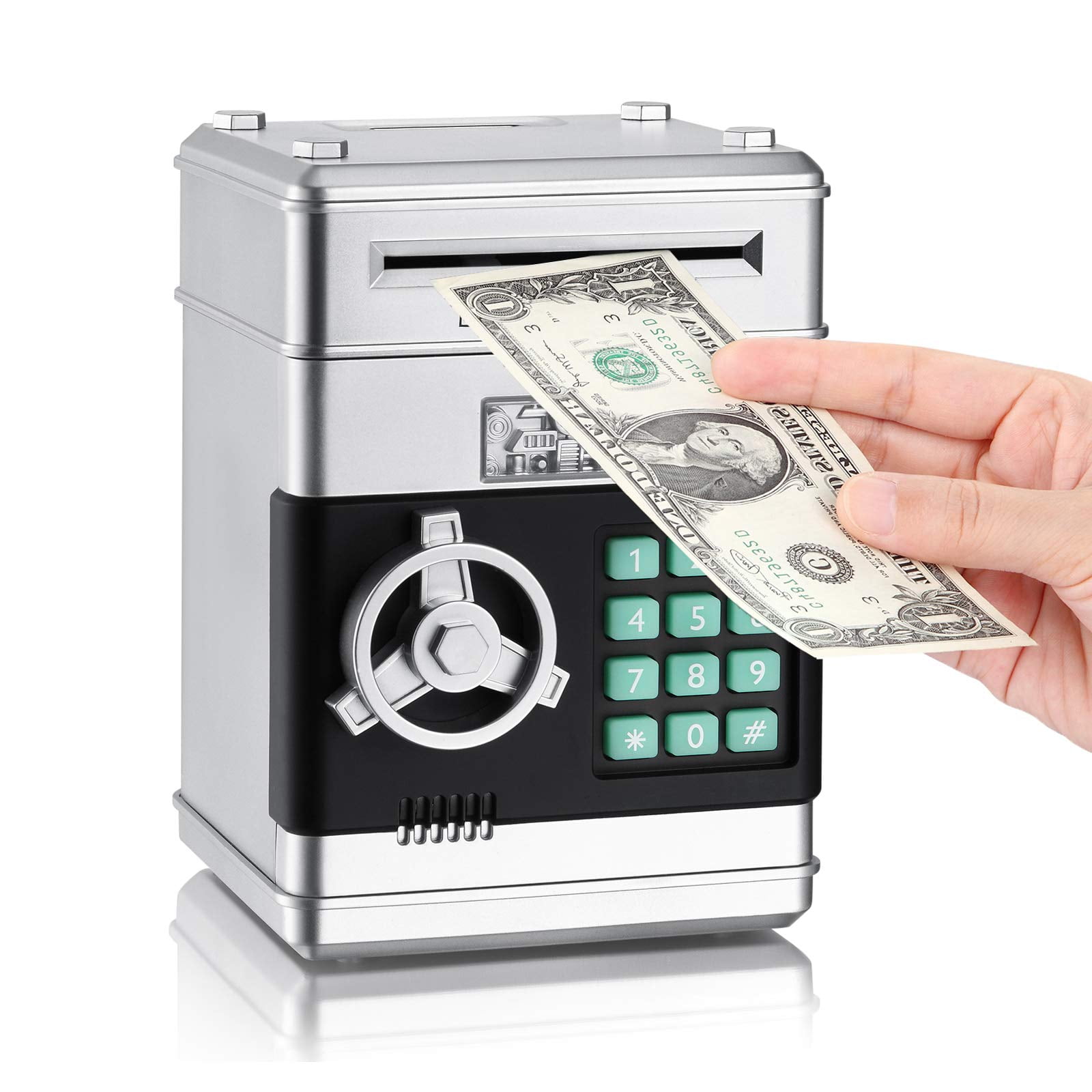 Piggy Bank Electronic Coin Bank Auto Scroll Paper Cartoon Lock Safe Box ...