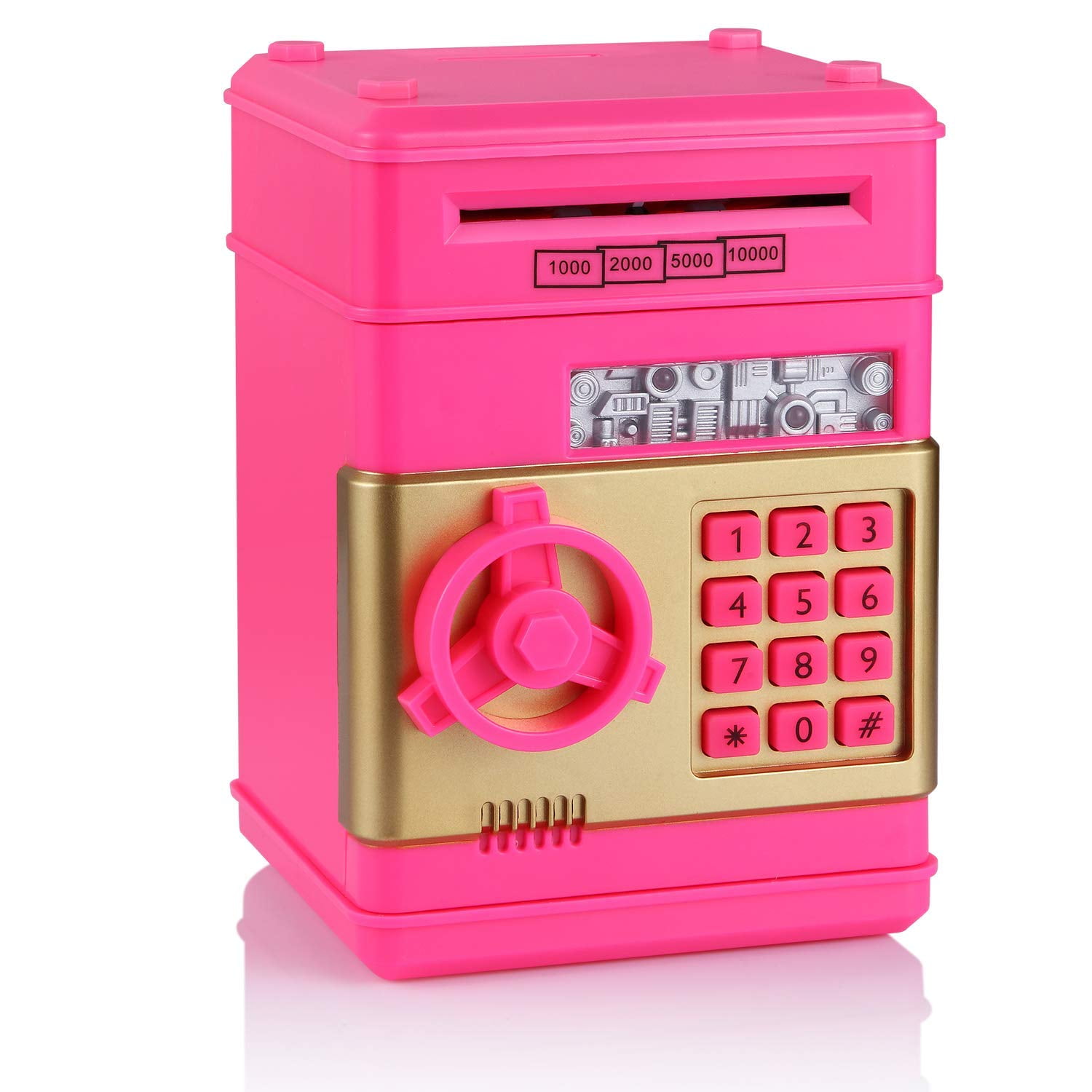 Piggy Bank Electronic Coin Bank Auto Scroll Paper Cartoon Lock Safe Box ...