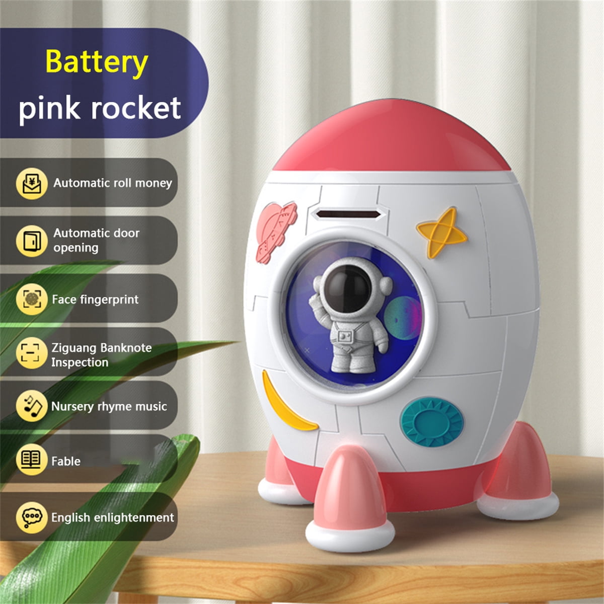Piggy Bank,Electronic Rocket Piggy Bank for Kids Mini ATM Electronic ...